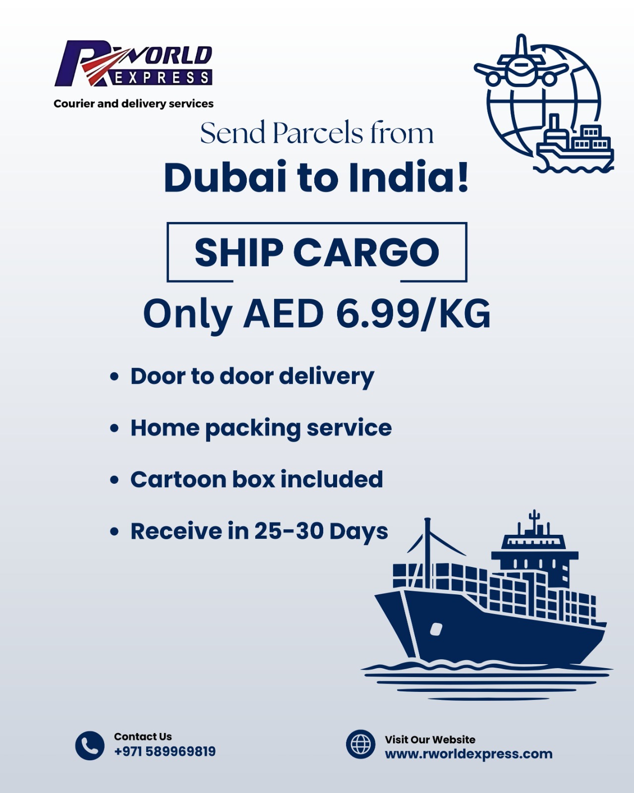 Cargo to India, parcels, Couriers from UAE to India | R World Express